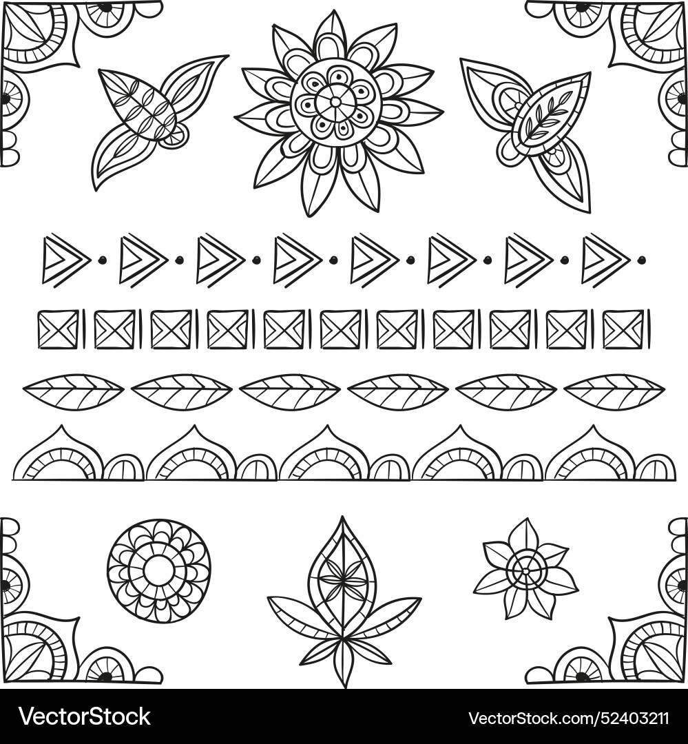 Hand drawn boho elements collection Royalty Free Vector