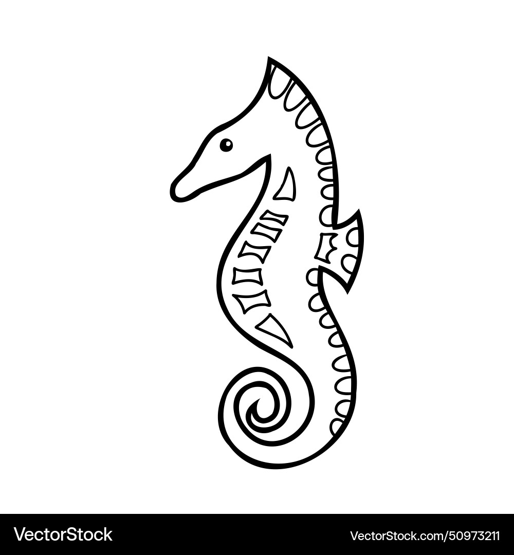 Hand drawn seahorse isolated Royalty Free Vector Image