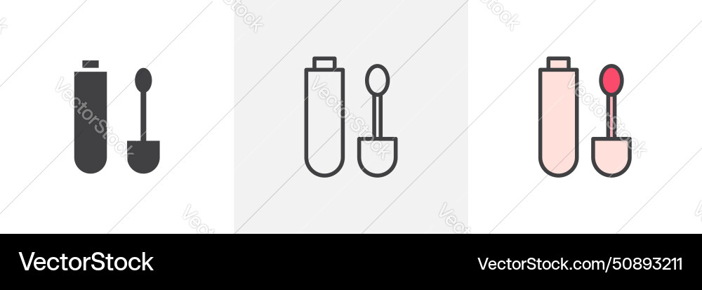 Lip gloss icon set woman makeup cosmetics Vector Image