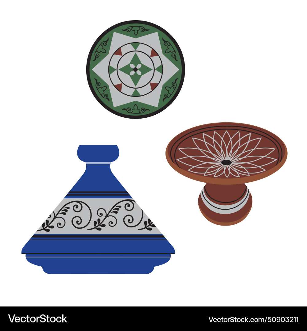 Moroccan or arabic east clay ceramics – Free Vector | VectorStock