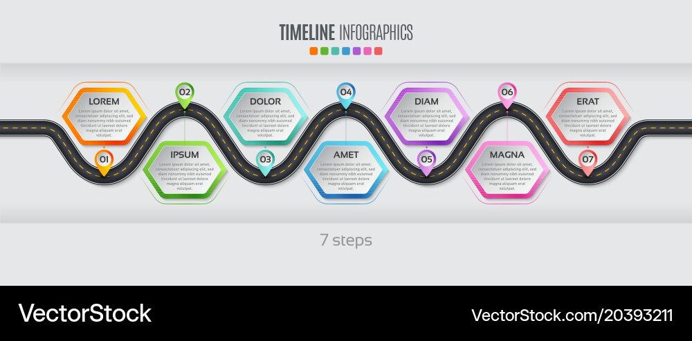 Navigation map infographic 7 steps timeline Vector Image
