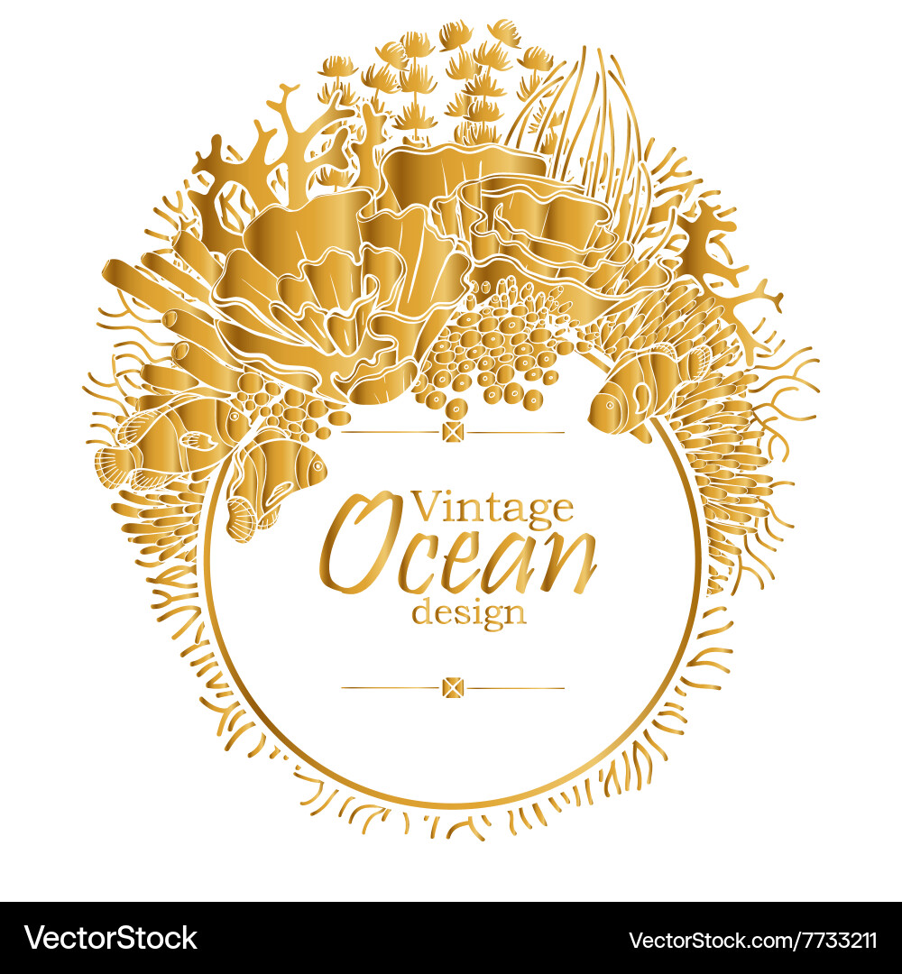 Ocean line art design Royalty Free Vector Image