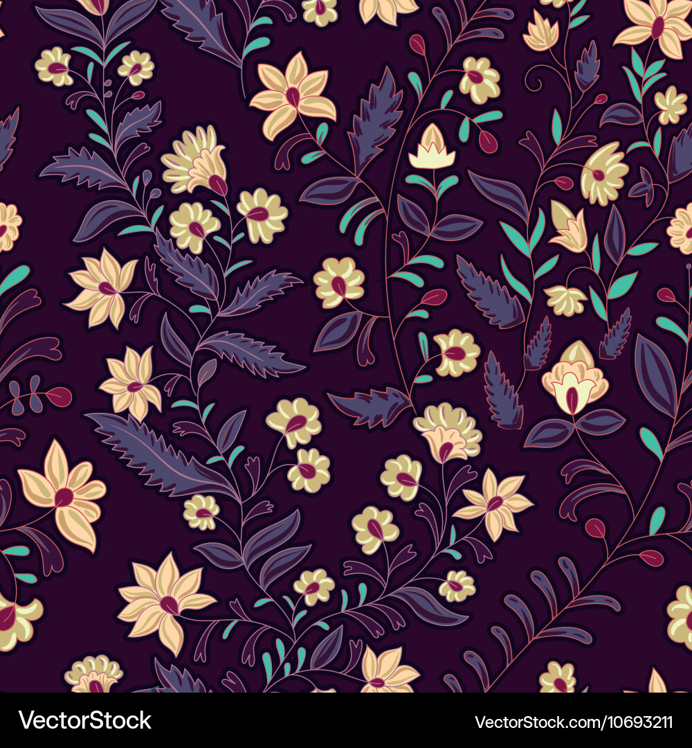 Seamless pattern flowers dark Royalty Free Vector Image