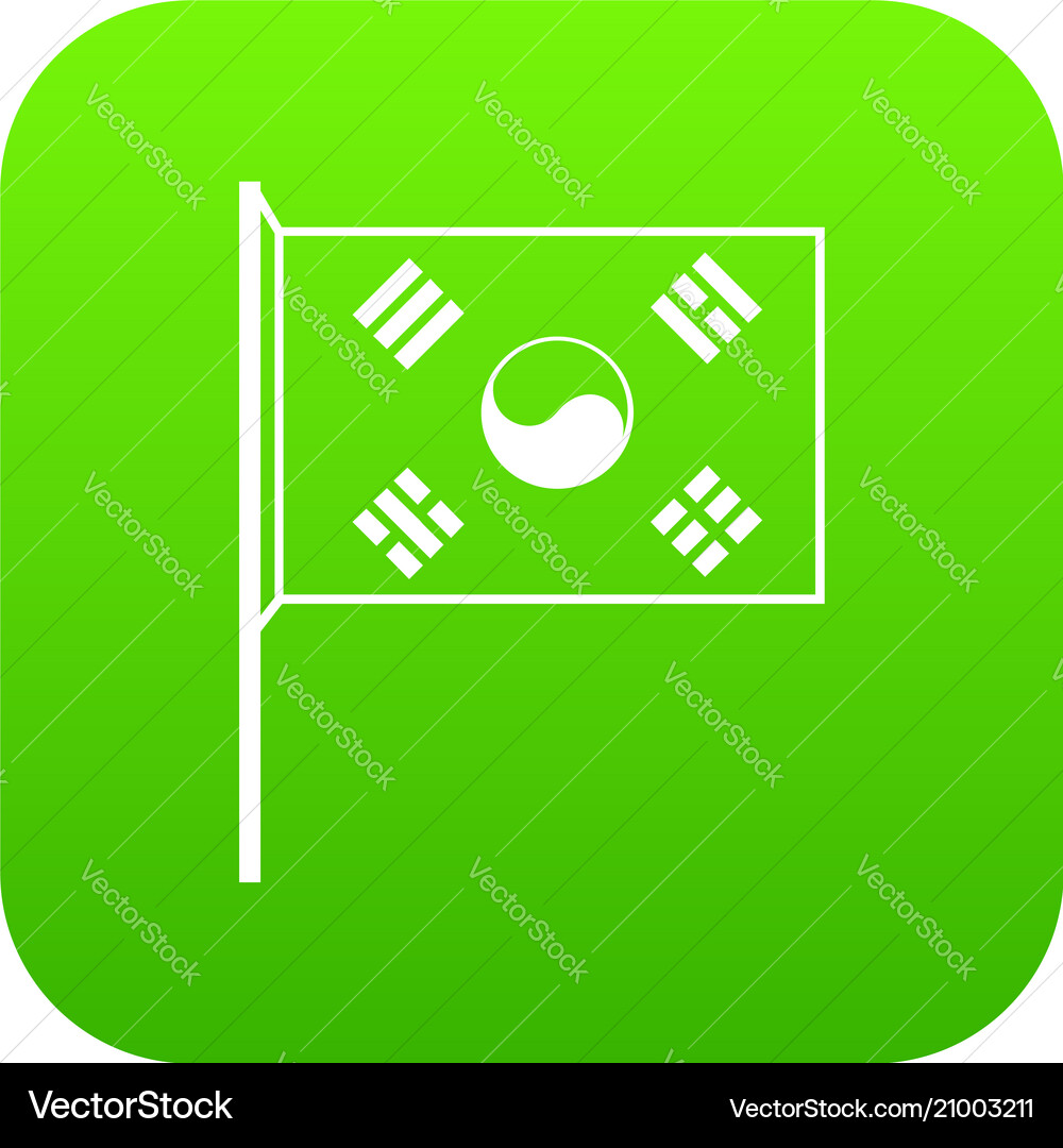 South korea flag icon digital grün Lizenzfreier Vektor