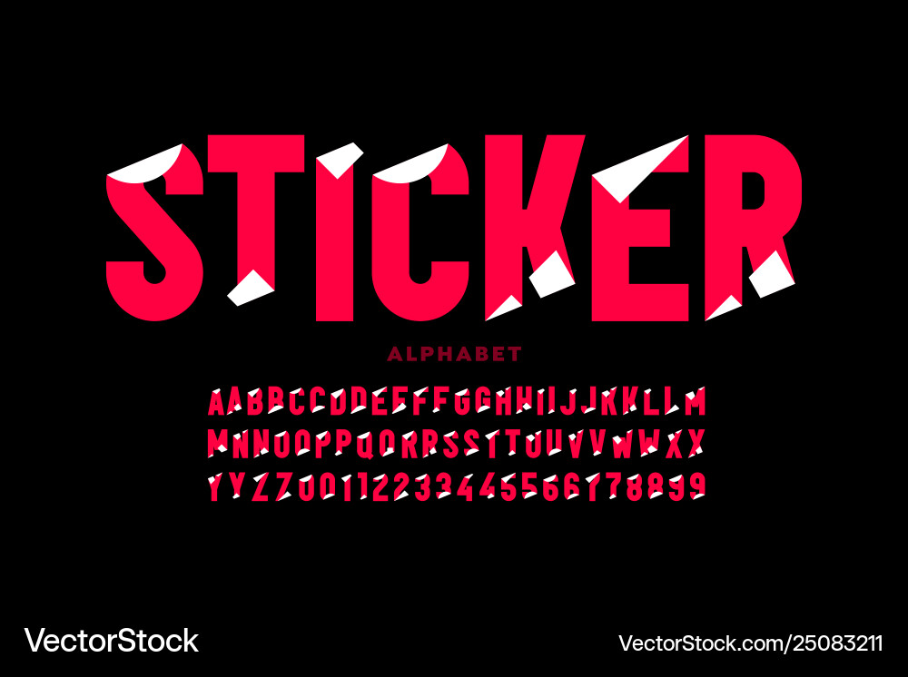 Sticker style font Royalty Free Vector Image - VectorStock