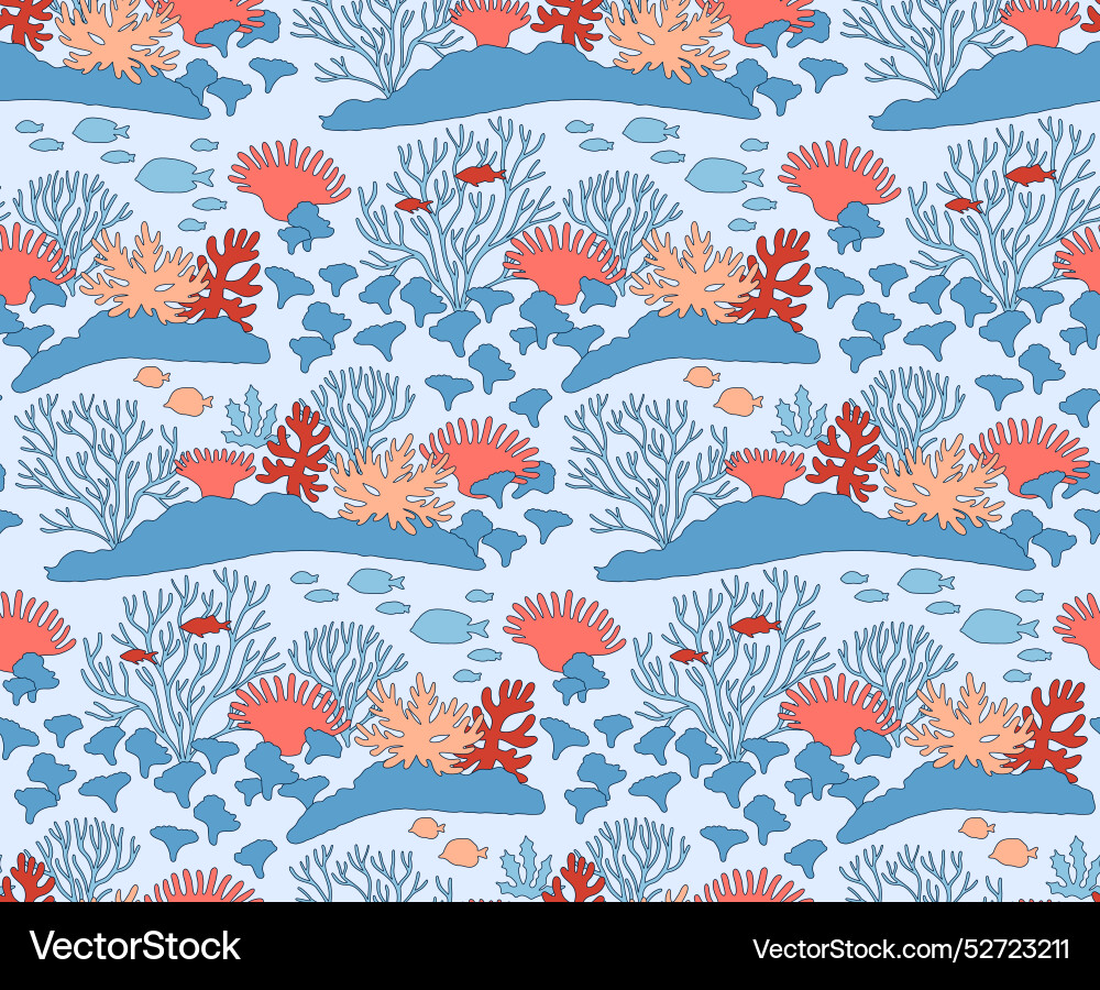 Underwater landscape cute seamless pattern Vector Image