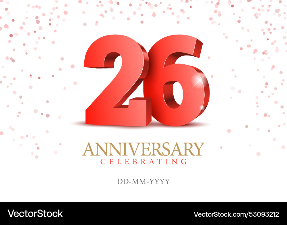 Anniversary 26 red 3d numbers Royalty Free Vector Image