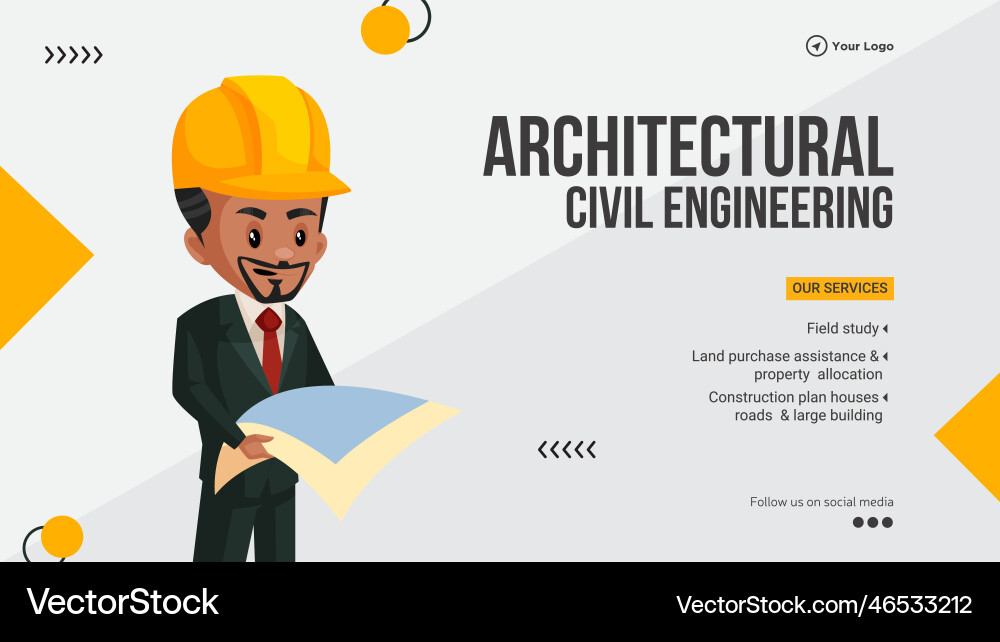 Architectural civil engineering landscape banner Vector Image