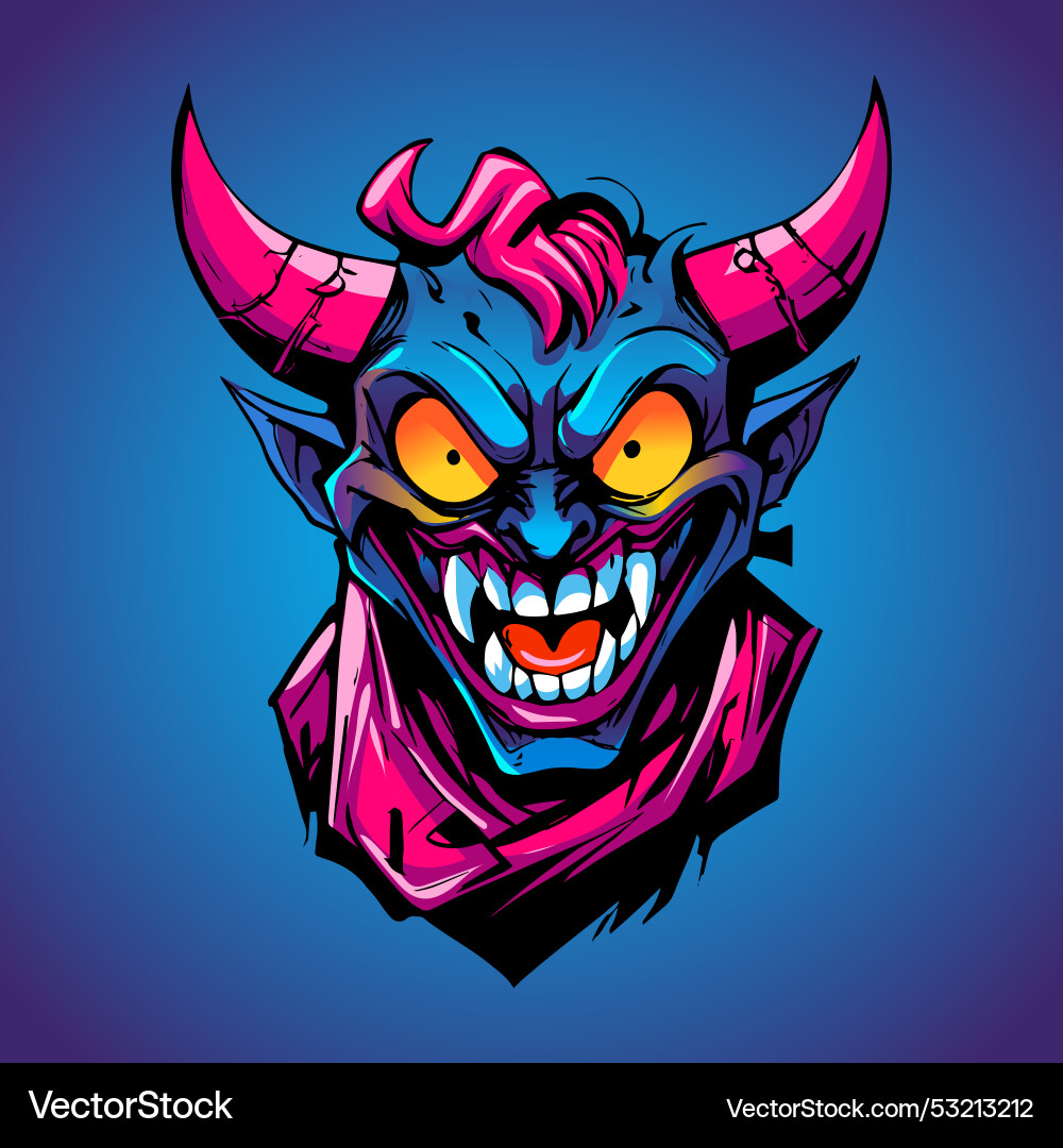 Devil face comic style for your infernal graphics Vector Image