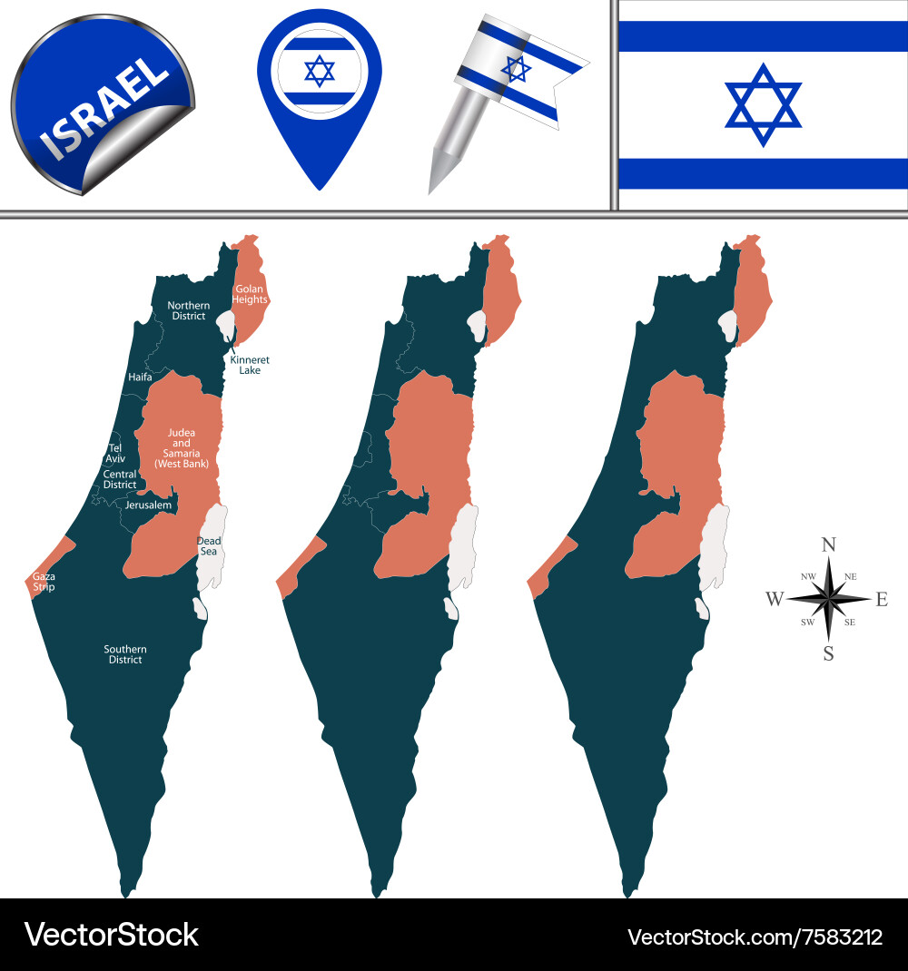 Israel Karte - Bezirke und Regionen Lizenzfreier Vektor