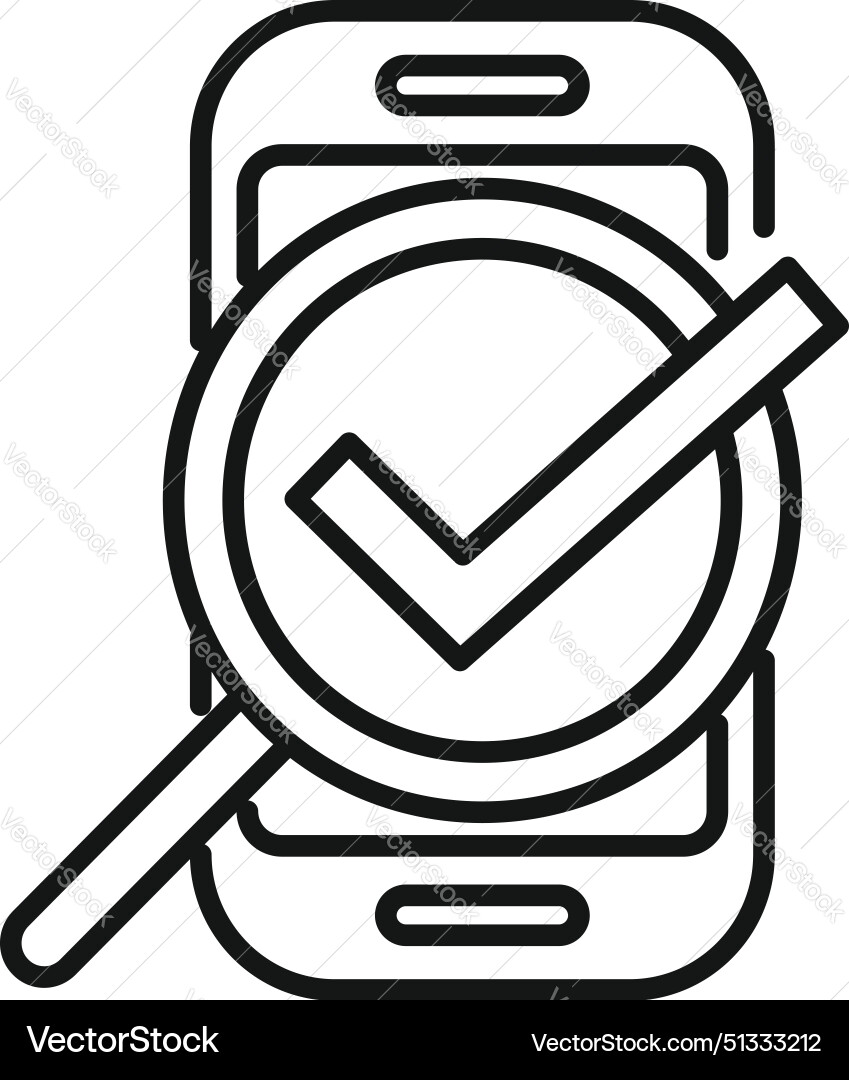 Line art icon depicting mobile phone Royalty Free Vector