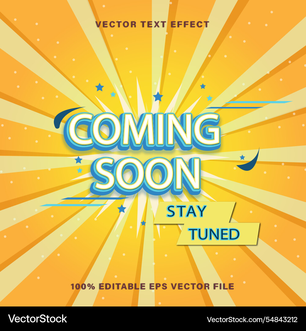 Opening coming soon background text effect Vector Image