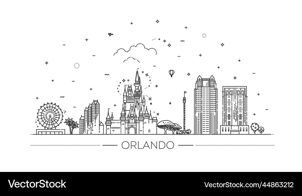 Orlando architecture line skyline Royalty Free Vector Image
