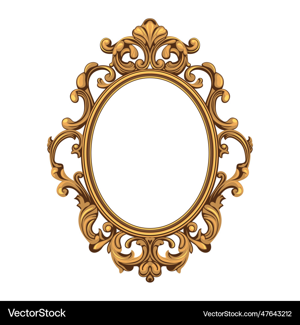 Ornate Antique Oval Mirror Royalty Free Vector Image