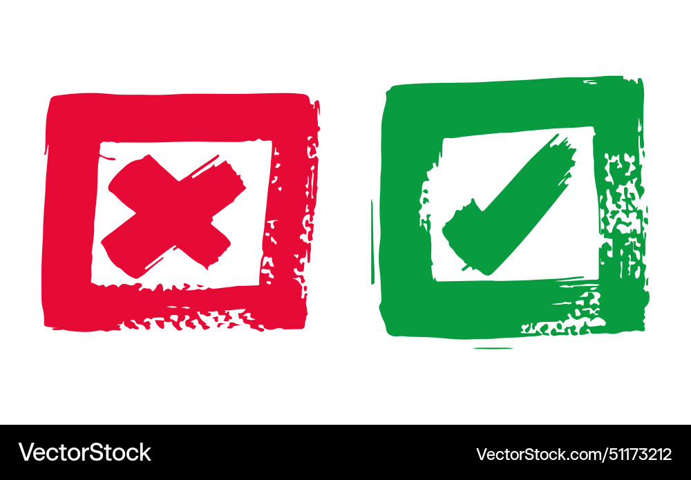 Tick check mark and cross-mark 5 Royalty Free Vector Image