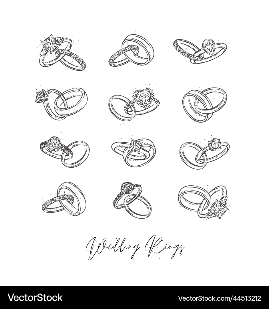 Wedding ring vintage graphic style Royalty Free Vector Image