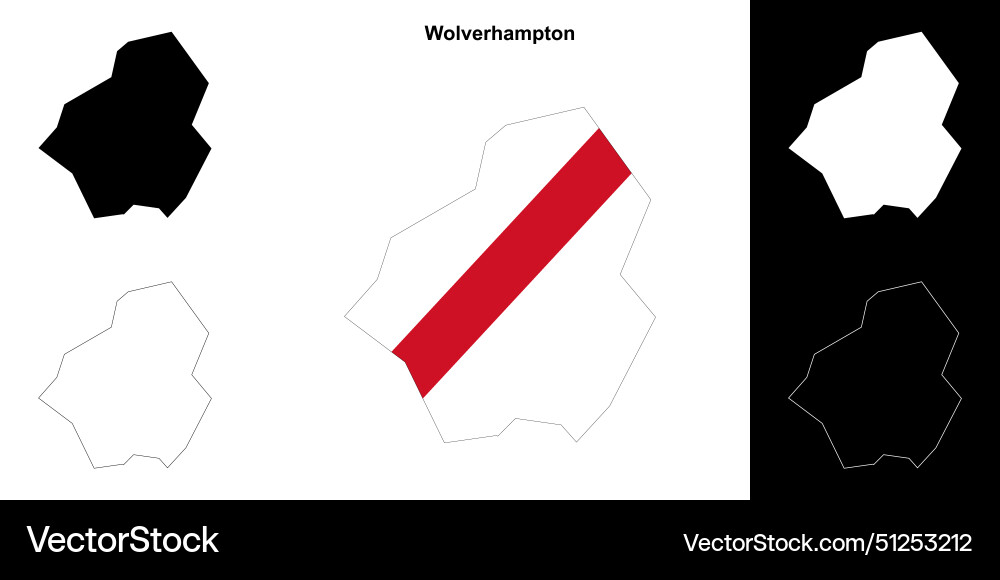 Wolverhampton outline map Royalty Free Vector Image