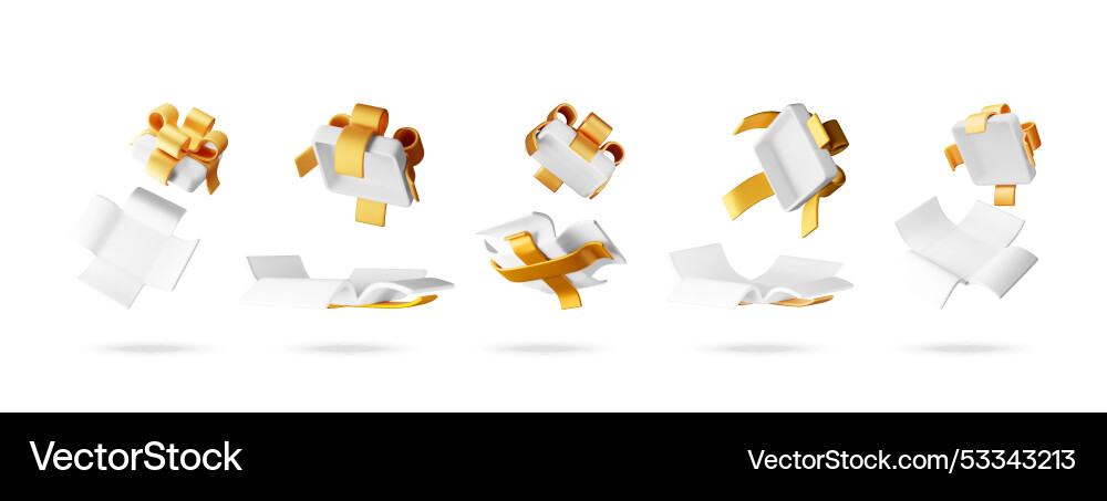 3d open gift box set isolated Royalty Free Vector Image