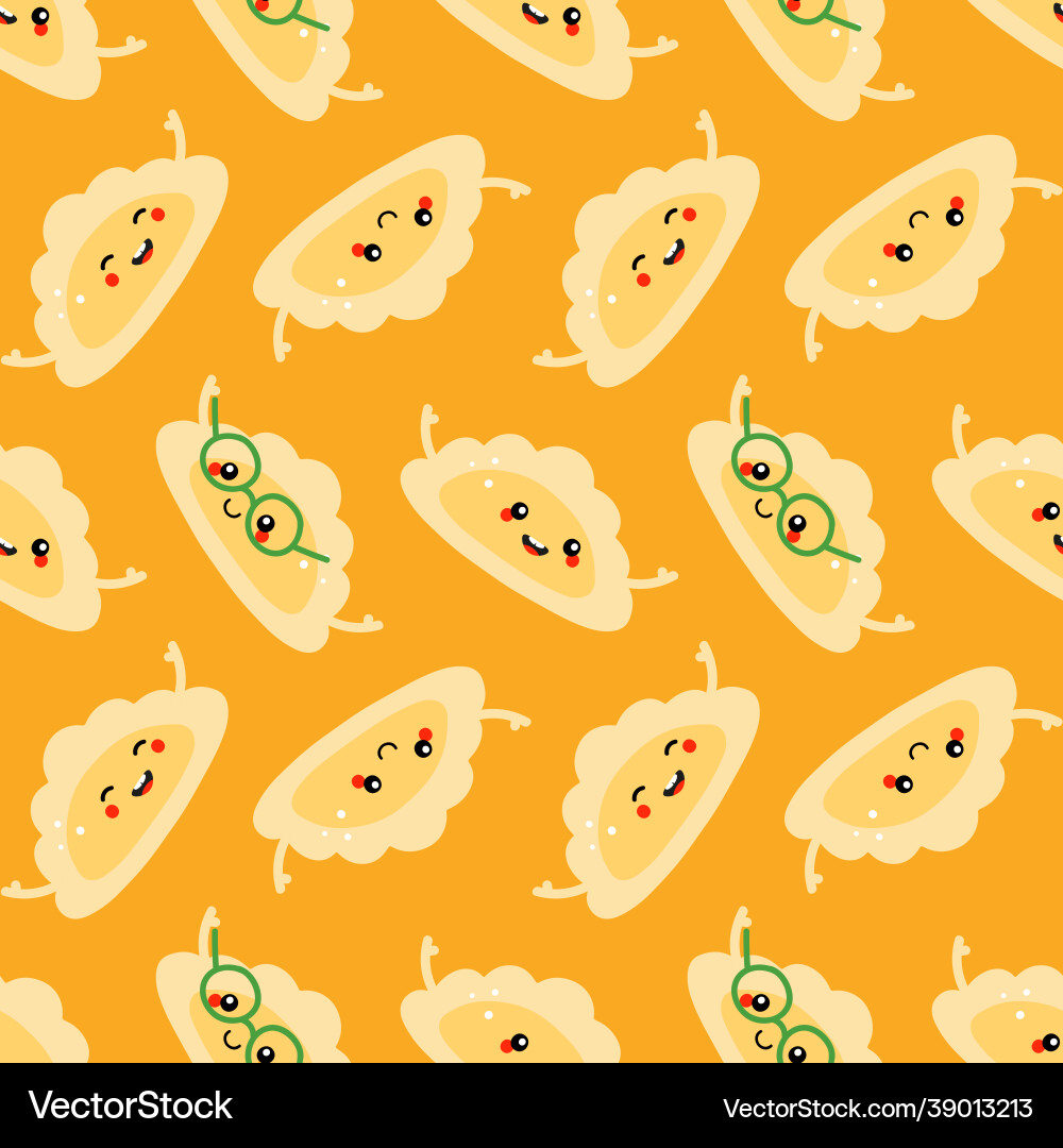 Cute Pierogi Dumpling Pattern Royalty Free Vector Image