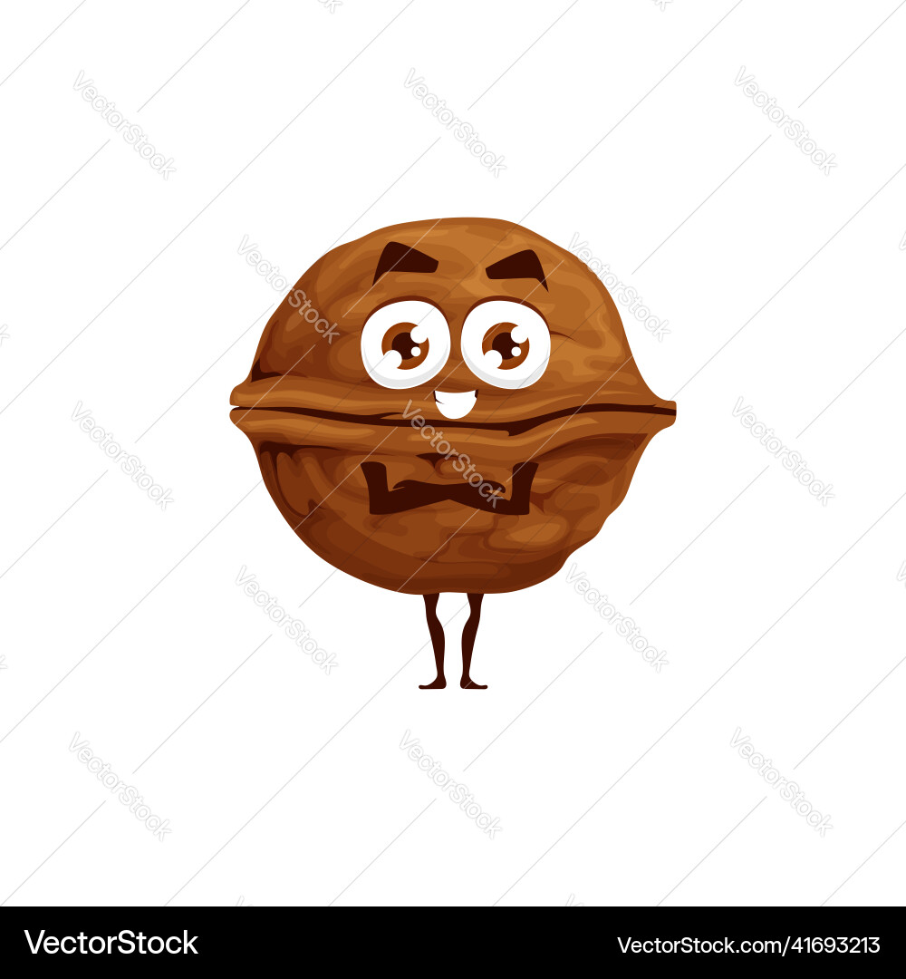Cute Smiling Walnut Character Royalty Free Vector Image