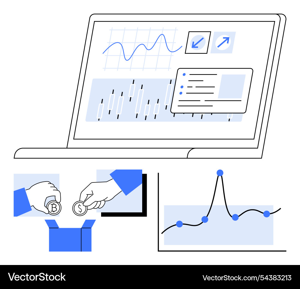 Digital asset management analyzing cryptocurrency Vector Image