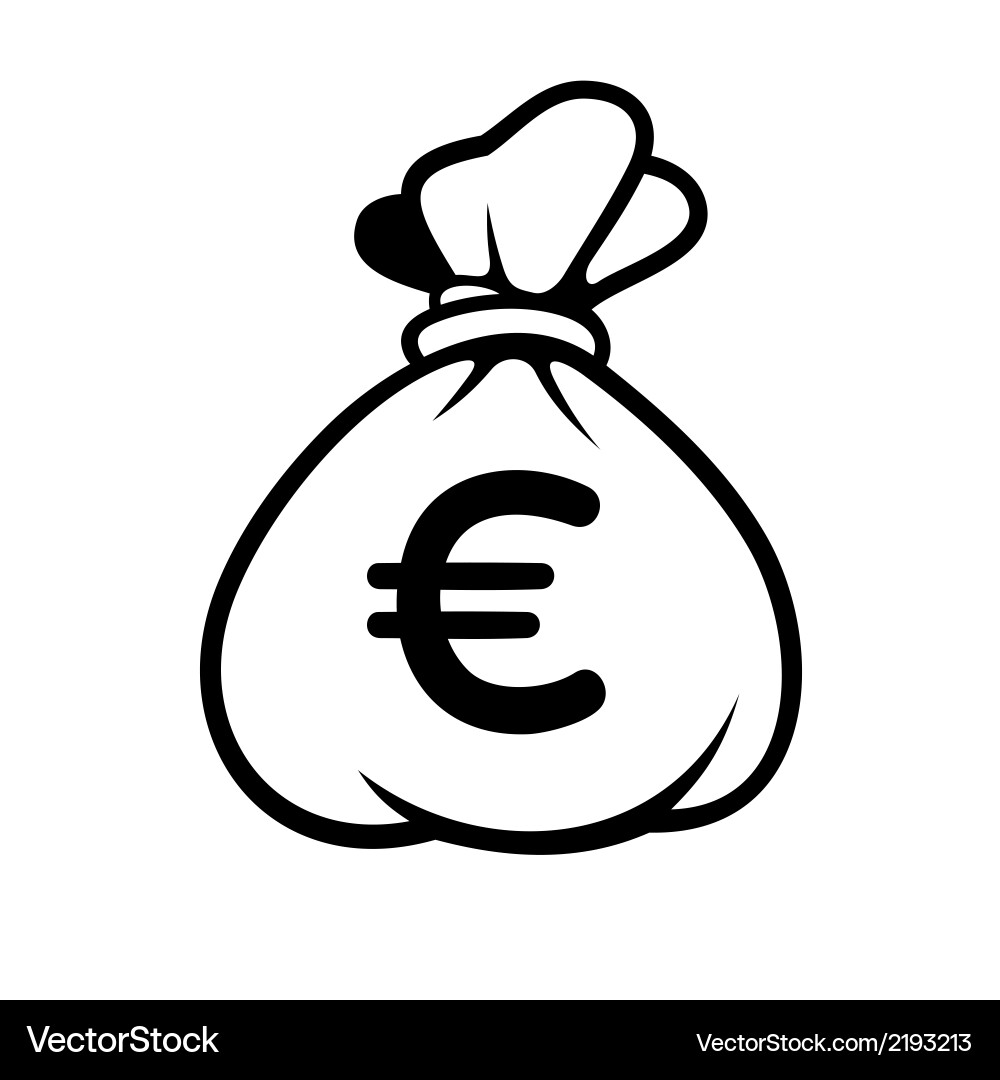 Euro money icon with bag Royalty Free Vector Image