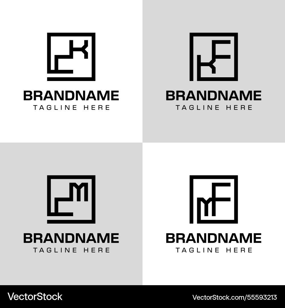 Letters ck kc cm mc monogram logo set Royalty Free Vector