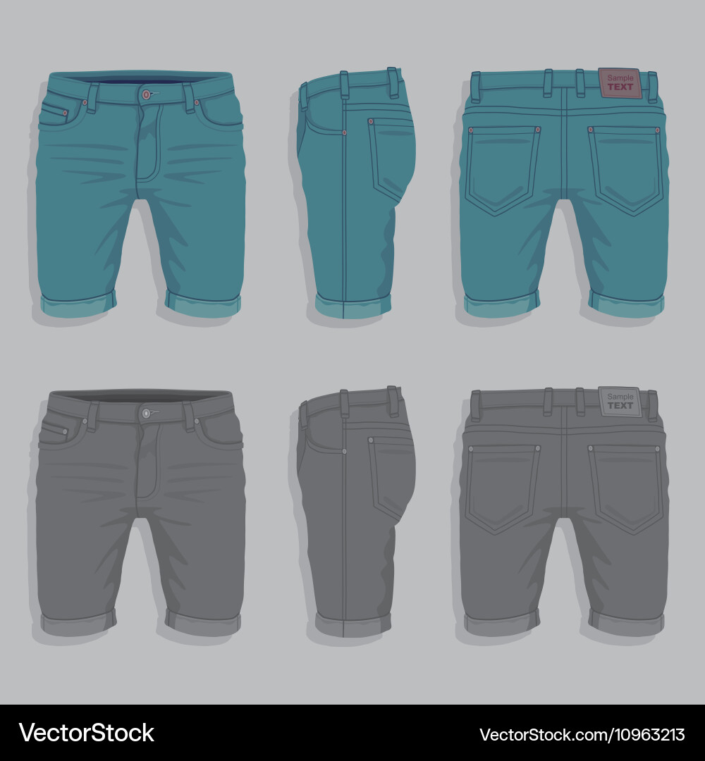 Men denim shorts Royalty Free Vector Image - VectorStock