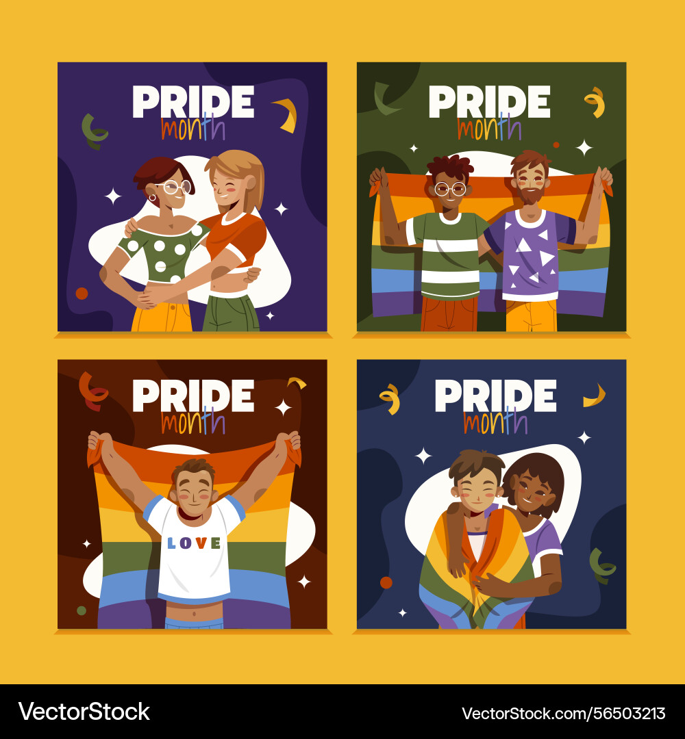 Pride Month Celebration Cards Royalty Free Vector Image