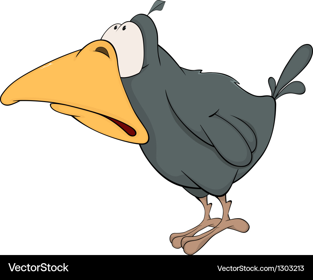 Sad a raven cartoon Royalty Free Vector Image - VectorStock