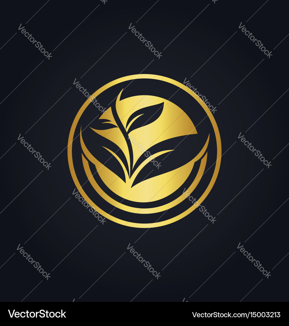 Seed plant organic gold logo Royalty Free Vector Image
