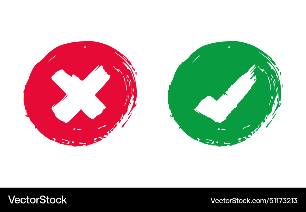 Tick check mark and cross-mark 6 Royalty Free Vector Image