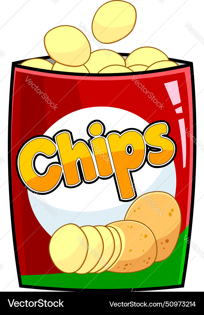Cartoon bag of chips Royalty Free Vector Image