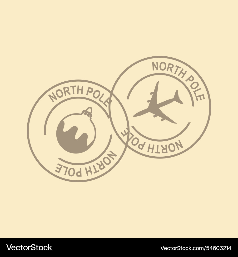 Christmas postage stamp north pole Royalty Free Vector Image