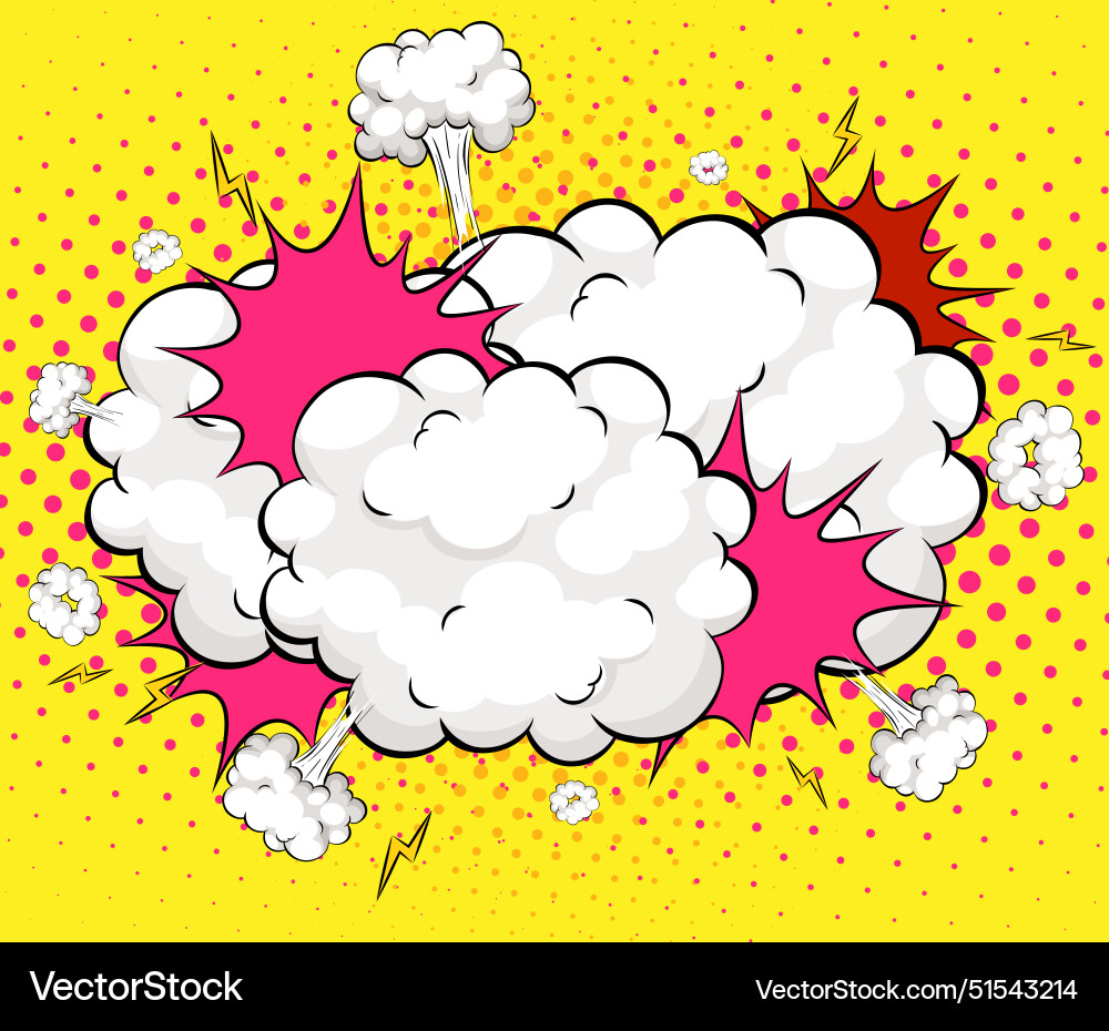 Colorful comic explosion with clouds and sparks Vector Image