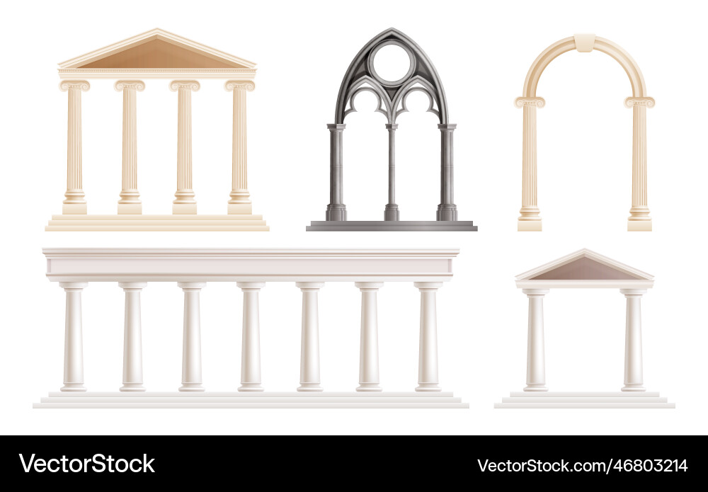 Columns realistic set Royalty Free Vector Image