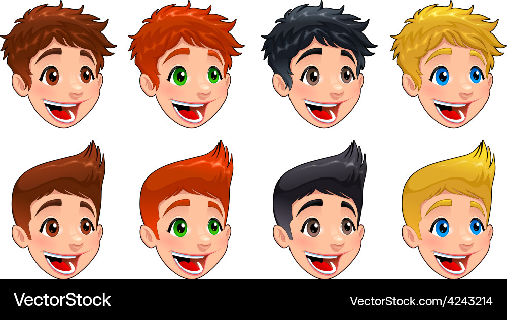 Faces of boys Royalty Free Vector Image - VectorStock