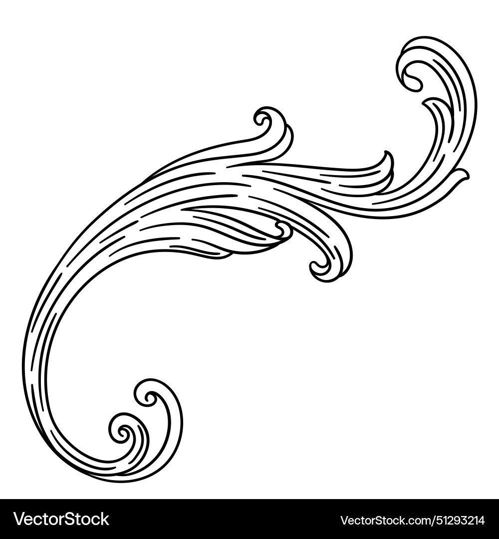 Floral element in baroque style decorative Vector Image