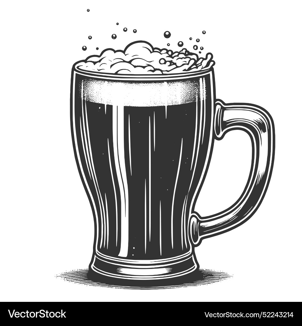 Foaming mug beer Royalty Free Vector Image - VectorStock