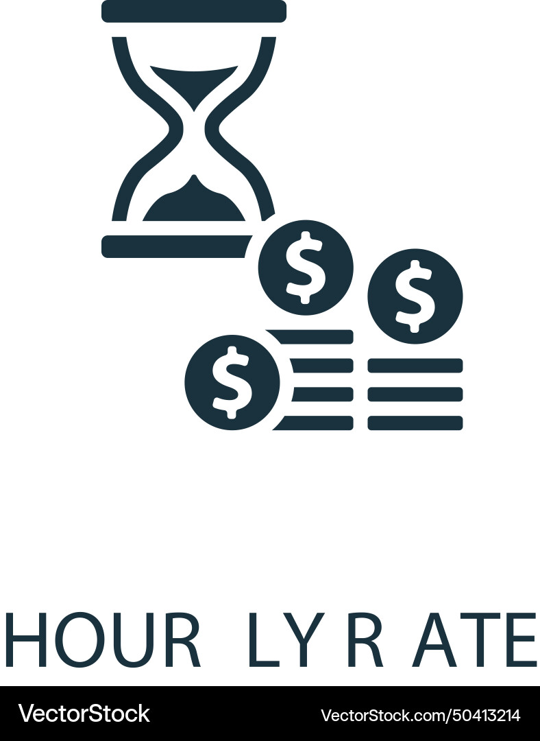Hourly rate icon monochrome simple sign from Vector Image