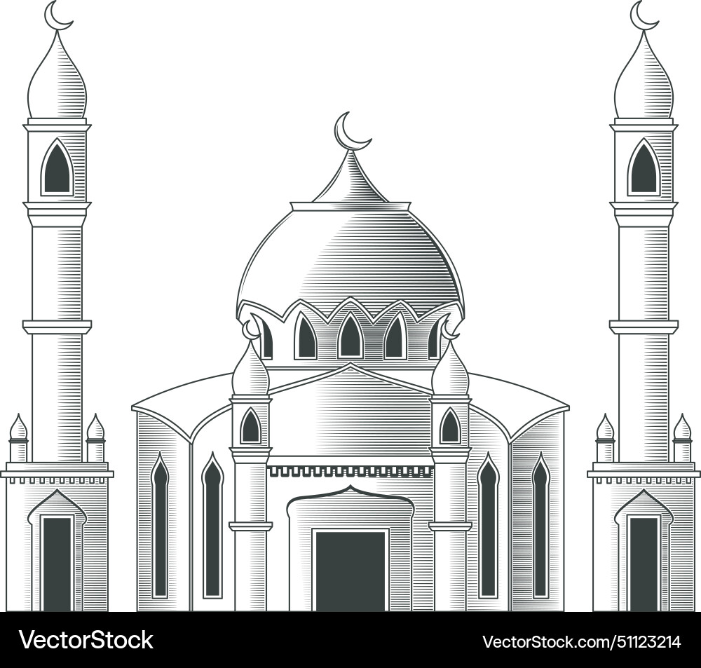 Mosque line art creative design Royalty Free Vector Image