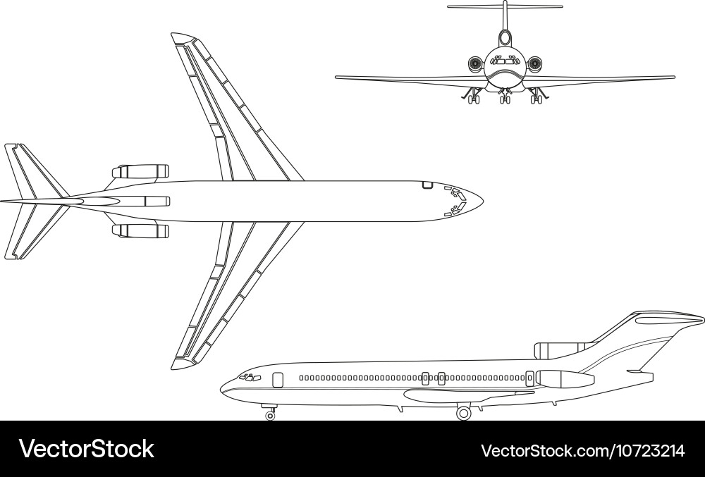 Outline drawing plane on a white background Vector Image