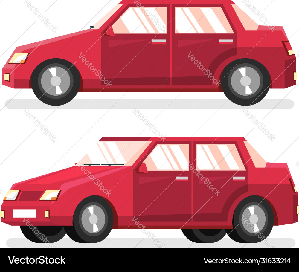 Red classic sedan - detailed Royalty Free Vector Image