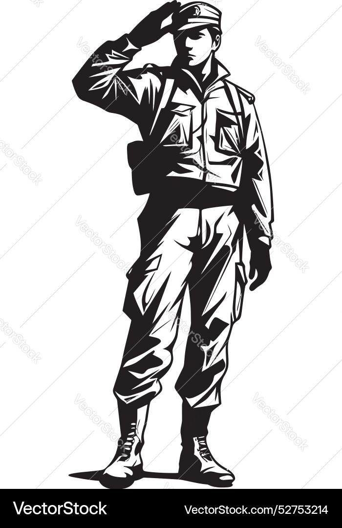 Respect rendered saluting soldier icon guardian Vector Image
