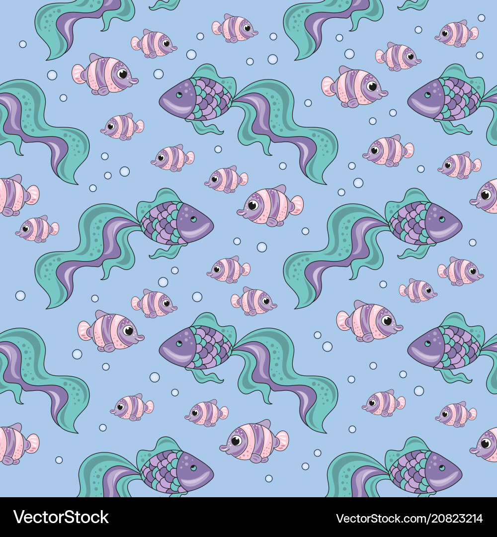 Sea pattern fish color Royalty Free Vector Image
