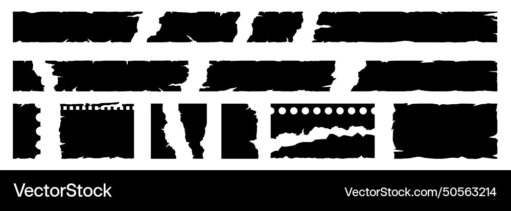 Set of jagged edge rectangle shape black ripped Vector Image
