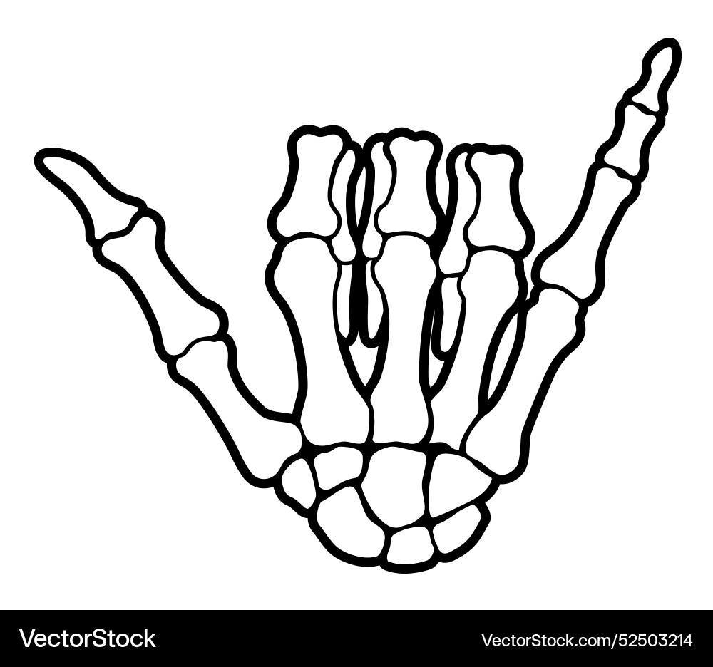 Shaka skeleton hand sign for halloween Royalty Free Vector
