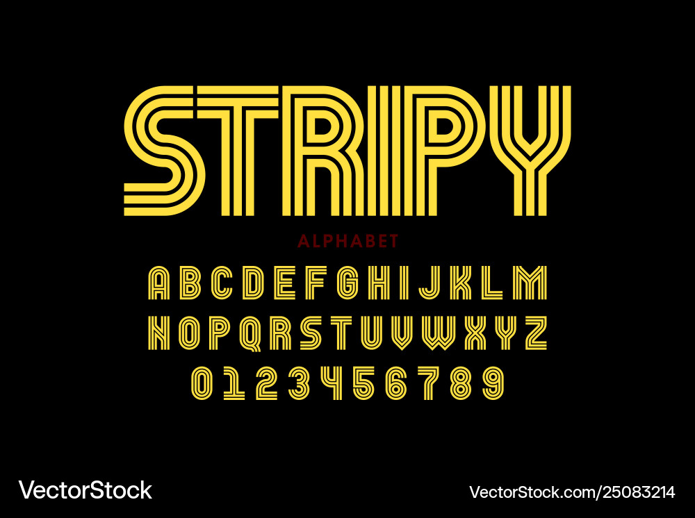 Striped font design Royalty Free Vector Image - VectorStock