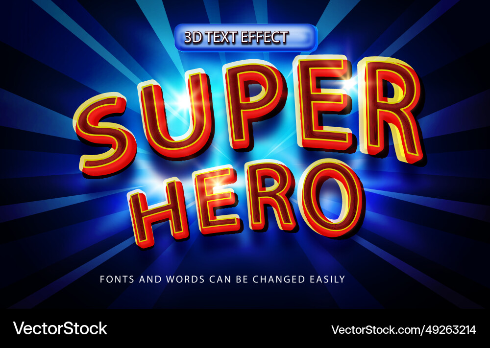 Superhero 3D Text Effect Royalty Free Vector Image