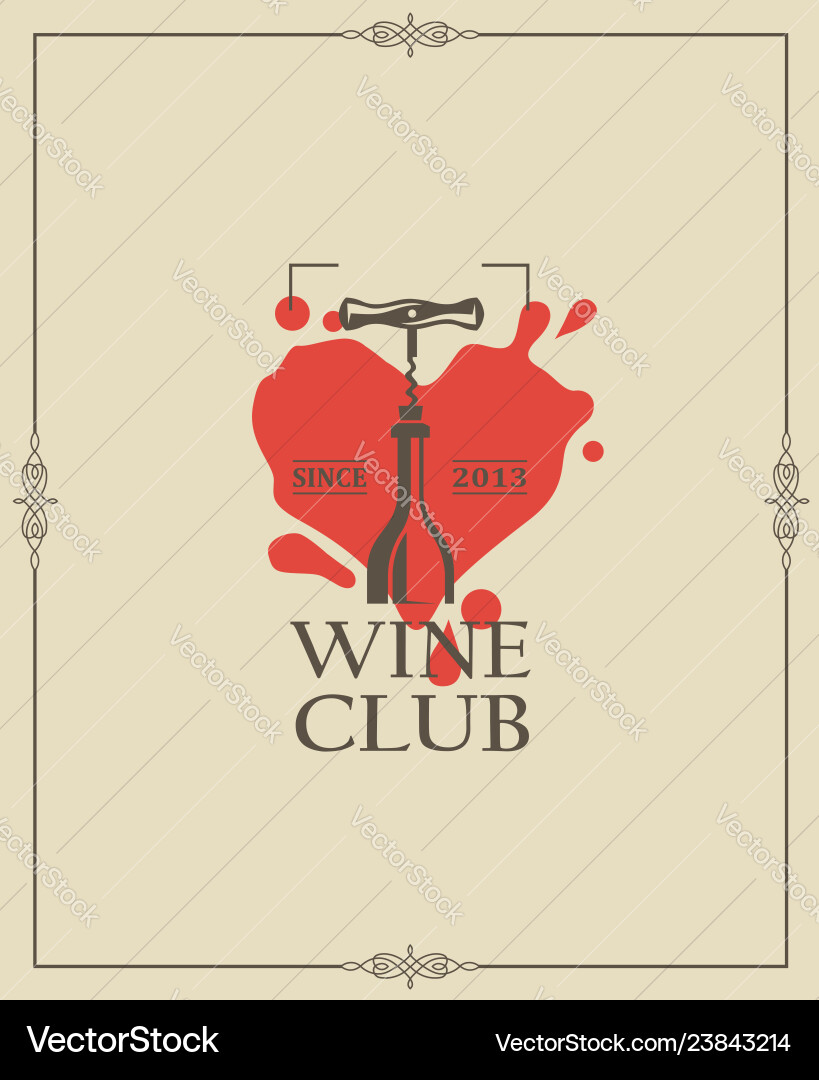 Wine club label Royalty Free Vector Image - VectorStock